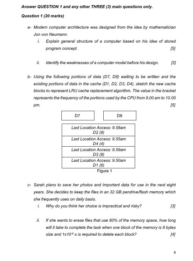 Solved Answer QUESTION 1 and any other THREE (3) main | Chegg.com