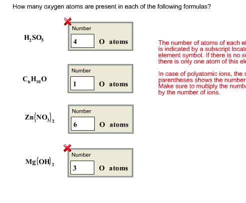 Solved How many oxygen atoms are present in each of the | Chegg.com