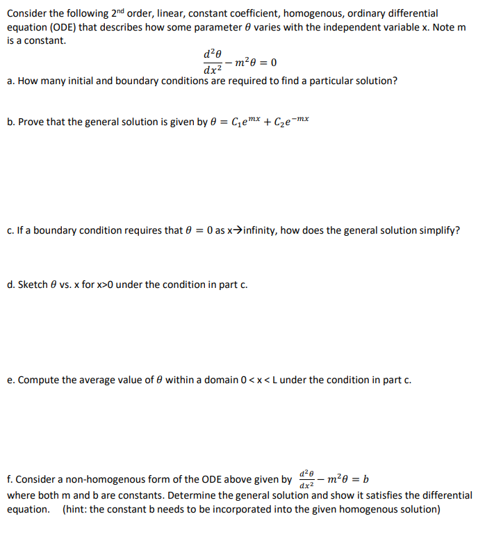 Solved Consider the following 2nd order, linear, constant | Chegg.com