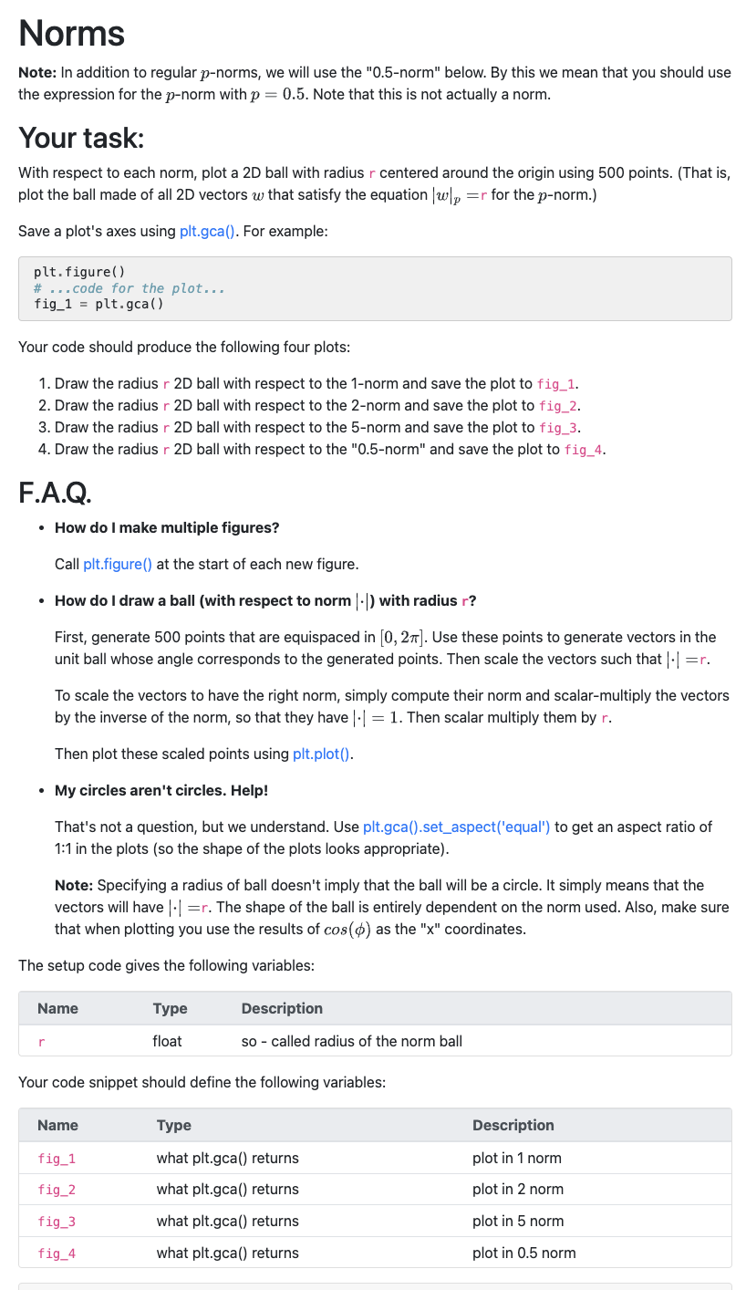 Solved NormsNote: In addition to regular p-norms, we will | Chegg.com