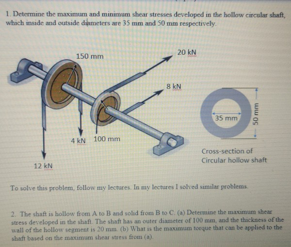 Solved 1. Determine the maximum and minimum shear stresses | Chegg.com
