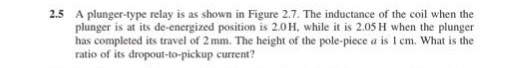 Solved 2.5 A plunger-type relay is as shown in Figure 2.7. | Chegg.com