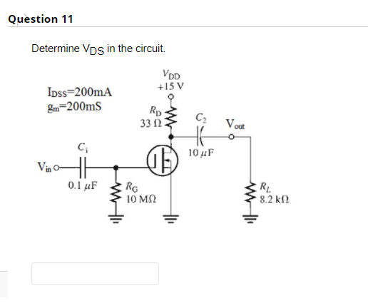 Solved Question 11 Determine Vps in the circuit. VOD +15 V | Chegg.com