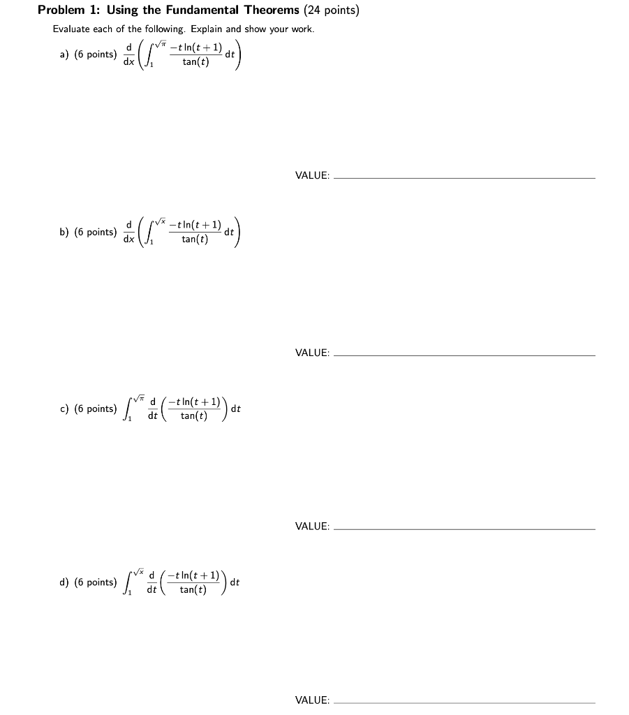 Solved Problem 1: Using the Fundamental Theorems ( 24 | Chegg.com