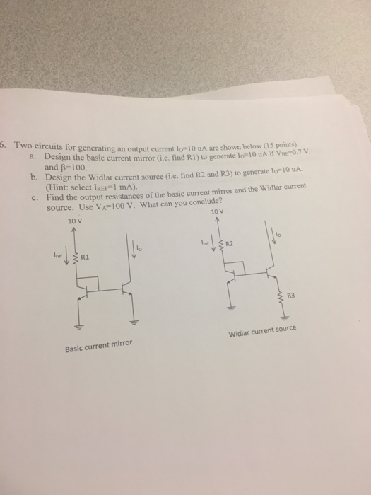 Solved 5. Two circuits for generating an output current lo | Chegg.com