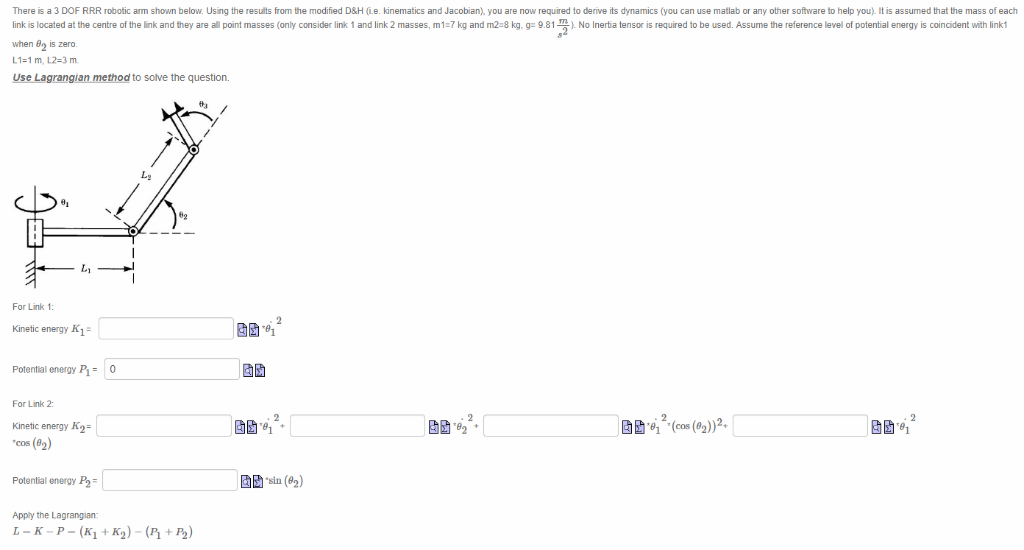 There is a 3 DOF RRR robotic arm shown below. Using | Chegg.com