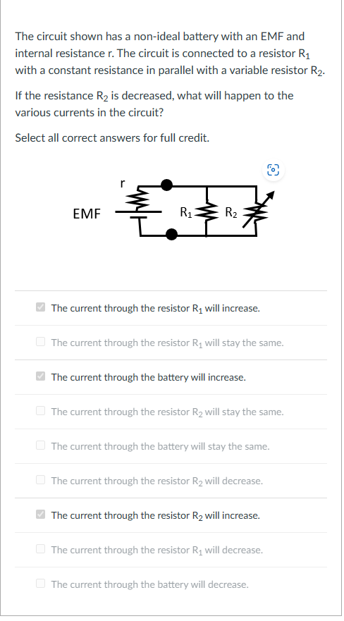 Solved The circuit shown has a non-ideal battery with an EMF | Chegg.com