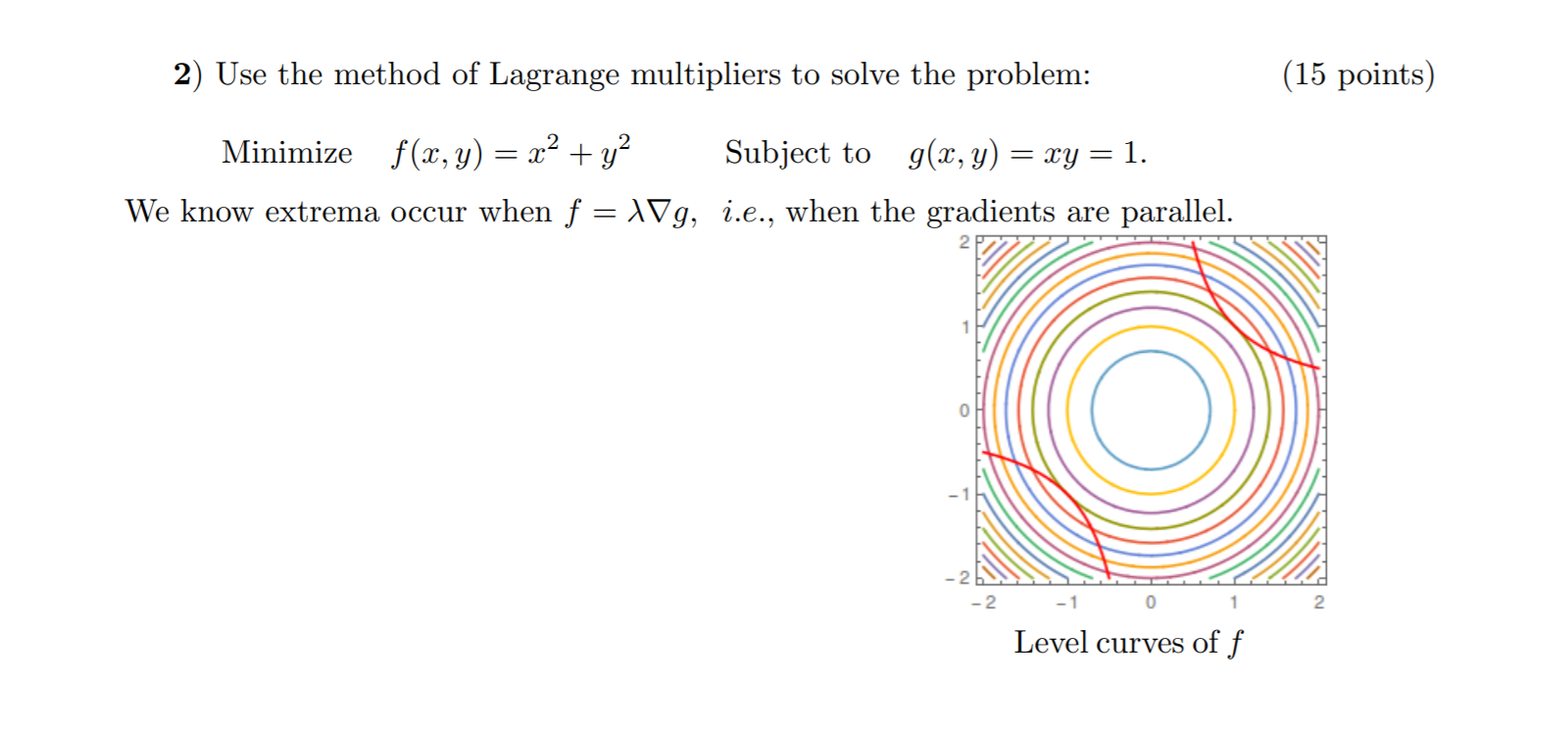 Solved 2) Use the method of Lagrange multipliers to solve | Chegg.com