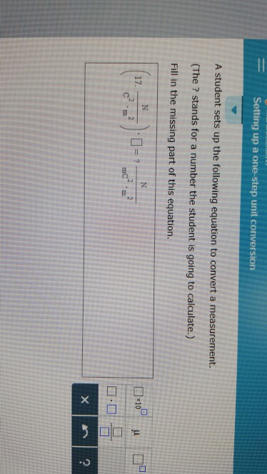 Solved Setting up a one-step unit conversion A student sets | Chegg.com