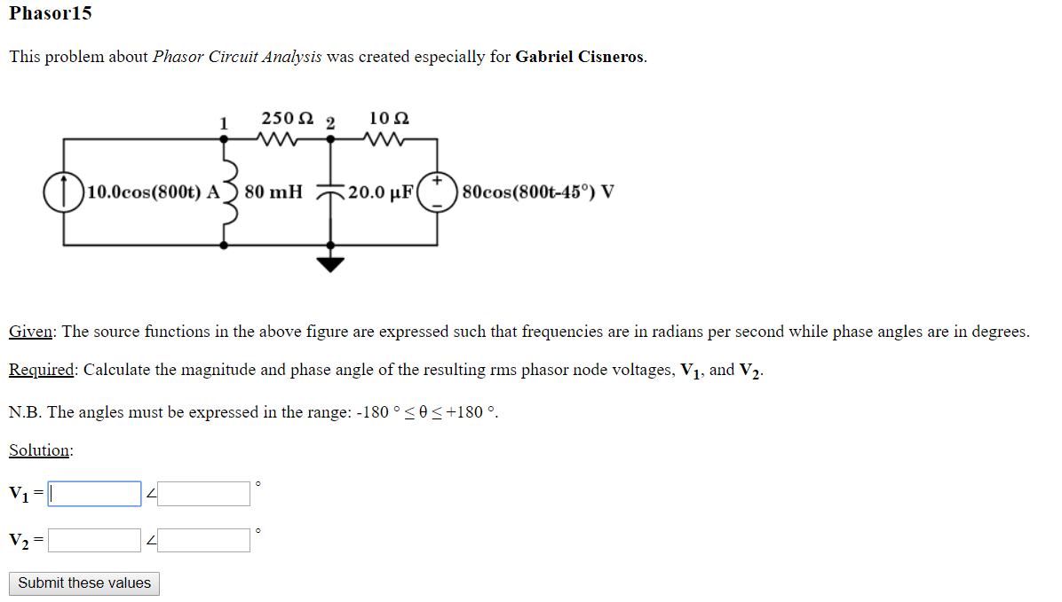 Solved Phasor15 This problem about Phasor Circuit Analysis | Chegg.com