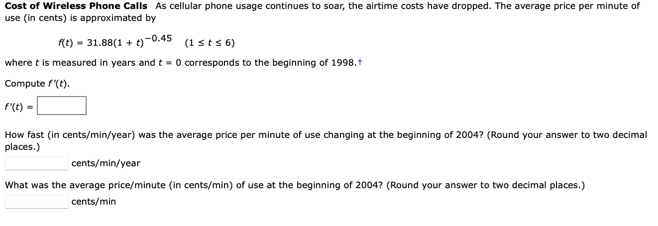 Solved Cost of Wireless Phone Calls As cellular phone usage | Chegg.com