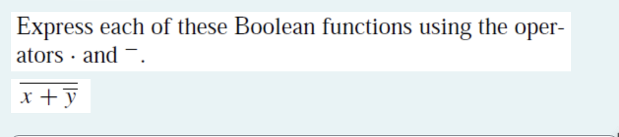 Solved Express each of these Boolean functions using the | Chegg.com