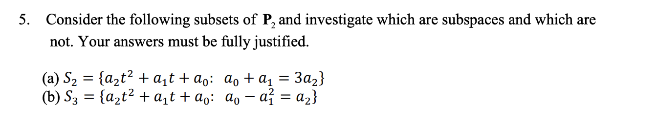 Solved Consider the following subsets of P2 and investigate | Chegg.com
