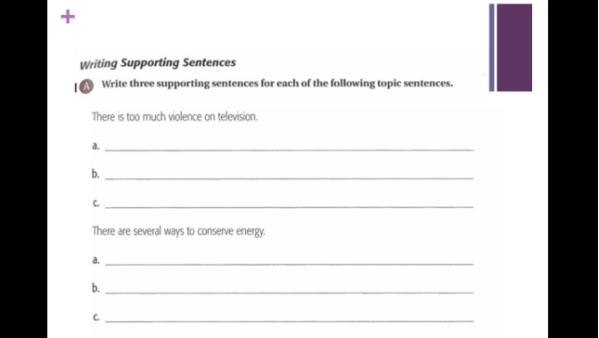 Writing Supporting Sentences IA Write three | Chegg.com