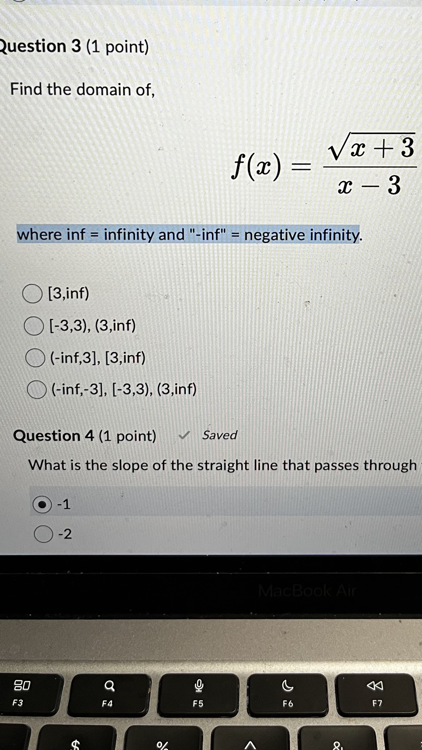 Solved Find the domain of, where inf = infinity and "-inf" = | Chegg.com