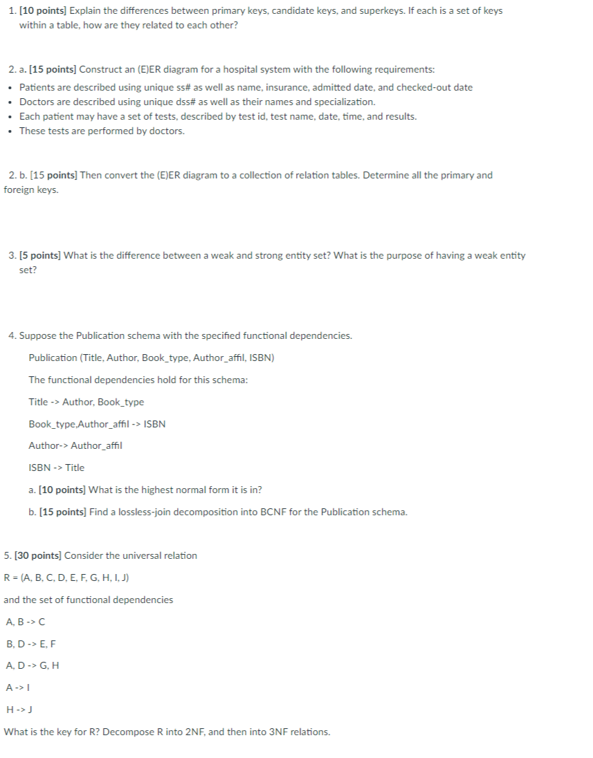 Solved 1. [10 points] Explain the differences between | Chegg.com