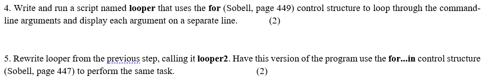 Solved 4. Write and run a script named looper that uses the | Chegg.com