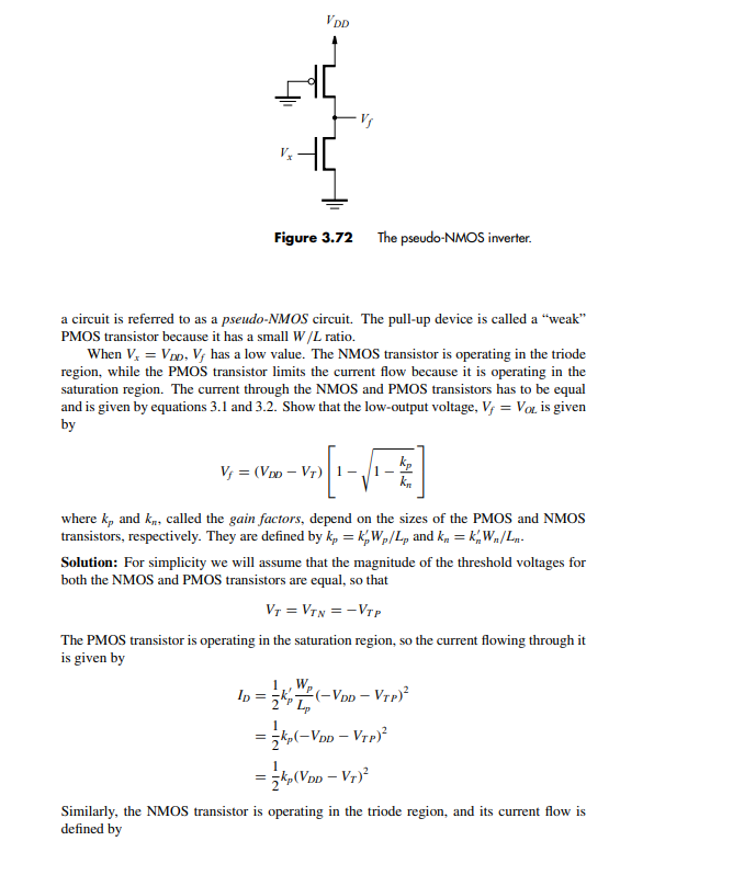 3.13 Problem: In the original NMOS technology, the | Chegg.com