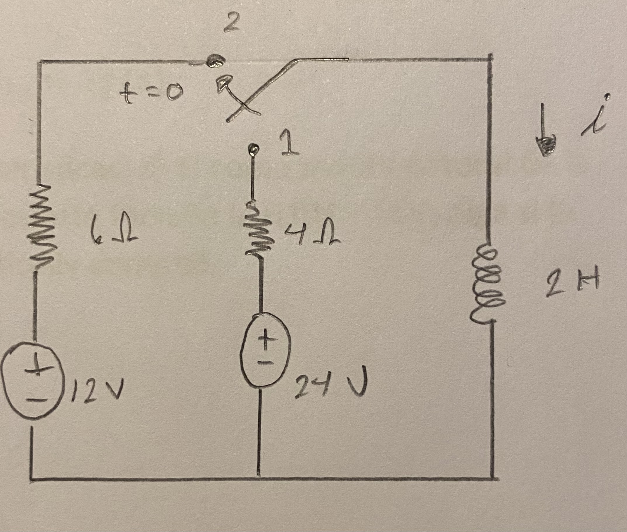 Solved The following circuit is at a stable state at t=0-. | Chegg.com