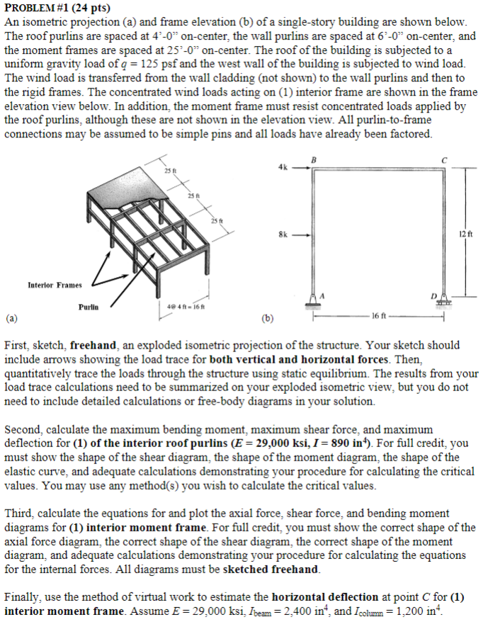 Solved PROBLEM #1 (24 pts) An isometric projection (a) and | Chegg.com