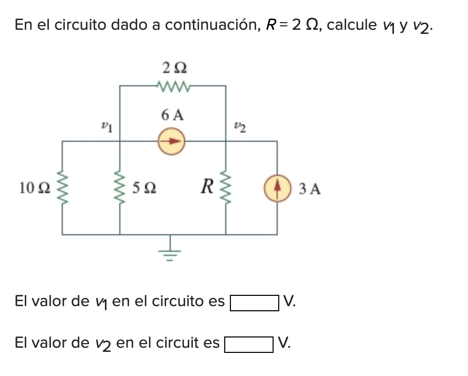 Solved En el circuito dado a continuación, R=2Ω, calcule v1 | Chegg.com