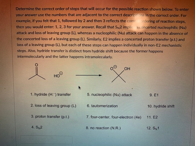 Solved Determine the correct order of steps that will occur | Chegg.com