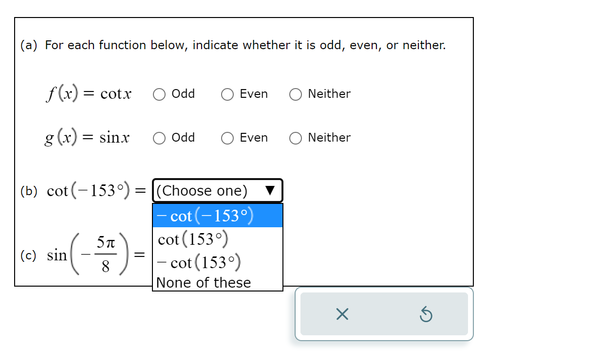 Solved (a) For each function below, indicate whether it is | Chegg.com