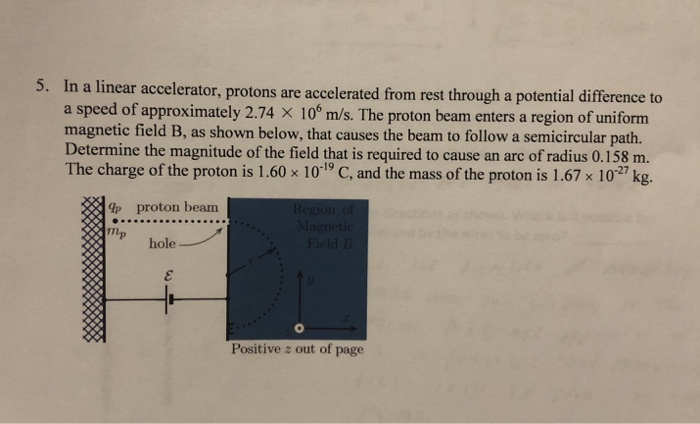 Solved 5. In a linear accelerator, protons are accelerated | Chegg.com