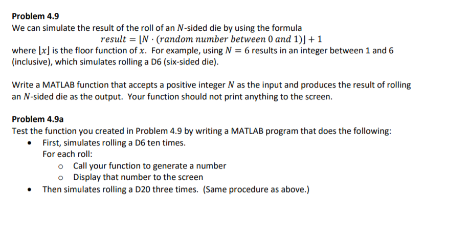 Solved Problem 4.9 We can simulate the result of the roll of | Chegg.com