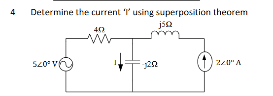 Solved Determine the current ' I' using superposition | Chegg.com