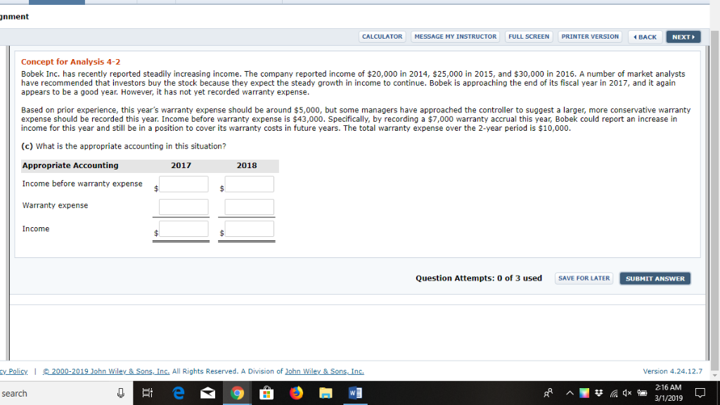 Solved nment CALCULATOR MESSAGE MY INSTRUCTOR FULL SCREEN | Chegg.com