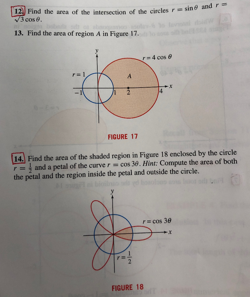 Solved 12. Find the area of the intersection of the circles | Chegg.com