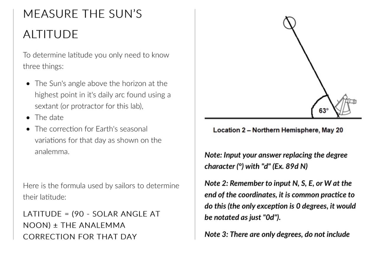 Solved ALTITUDE To determine latitude you only need to know | Chegg.com