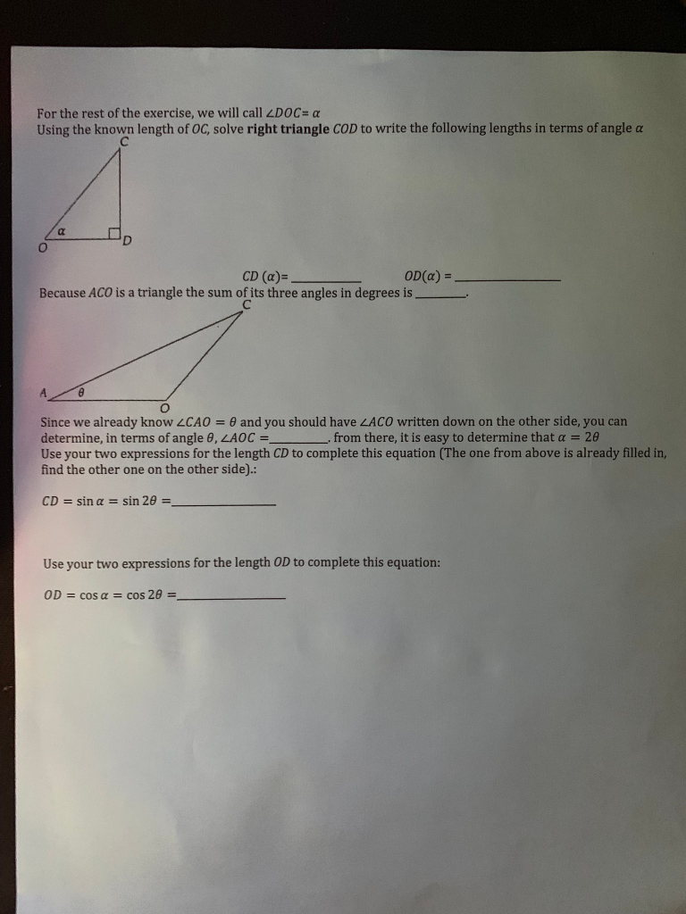 Solved Preparation: Take a right triangle shaped piece of | Chegg.com