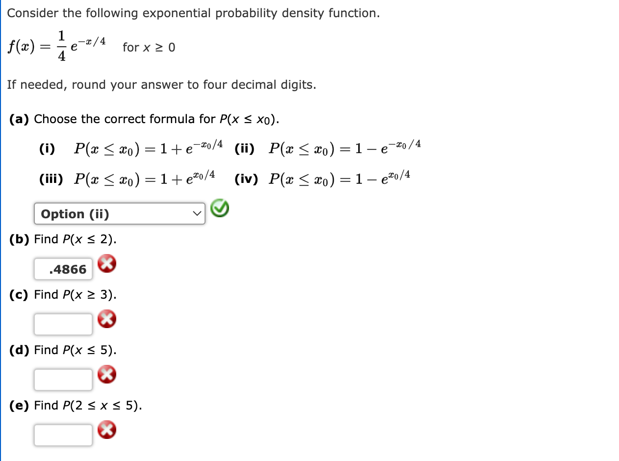 Solved Consider the following exponential probability | Chegg.com