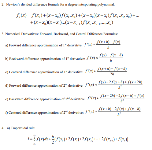 Solved 2. Newton's divided difference formula for n degree | Chegg.com