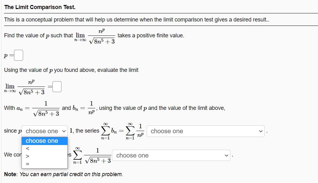 Solved The Limit Comparison Test. This is a conceptual | Chegg.com