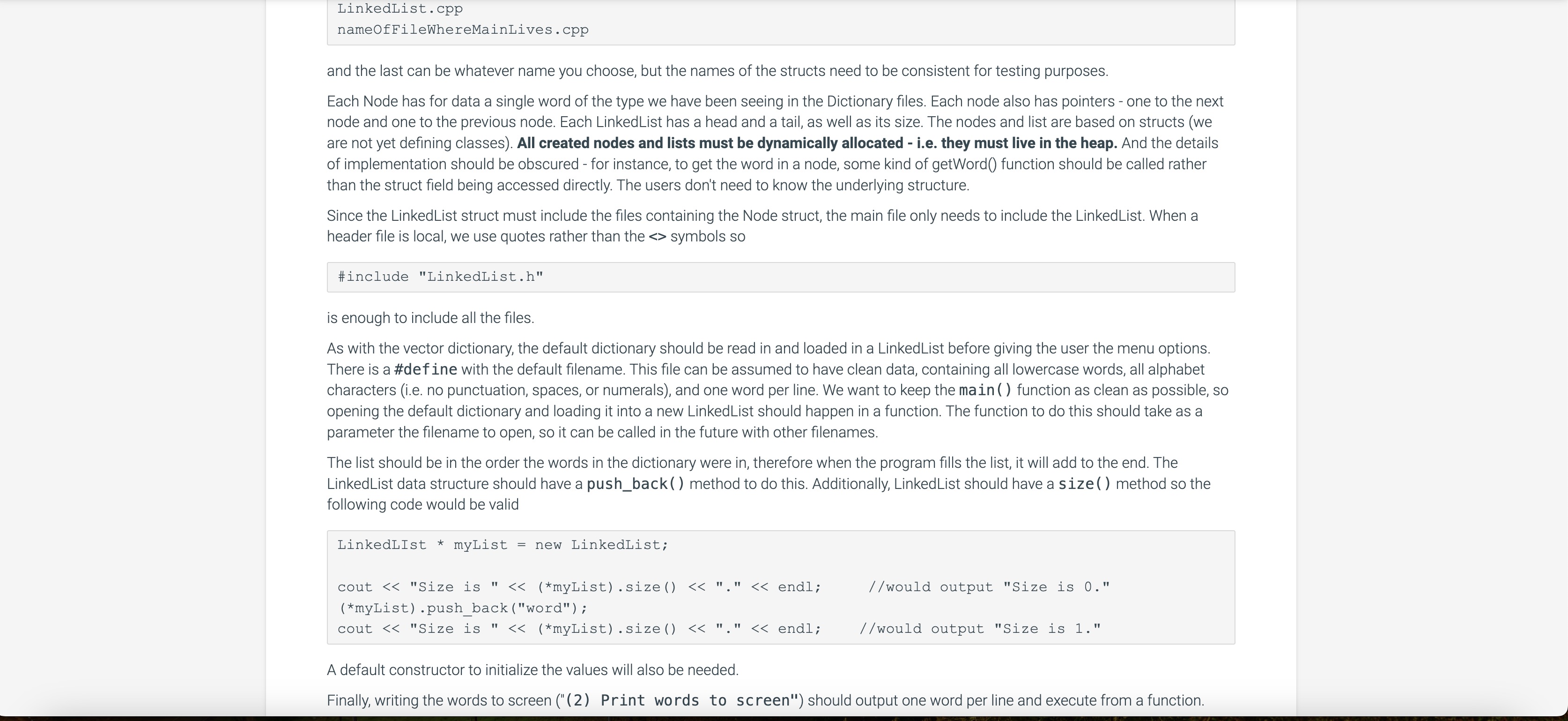 Solved 15.3 Dictionary - Bi-Directional Linked List, Part | Chegg.com