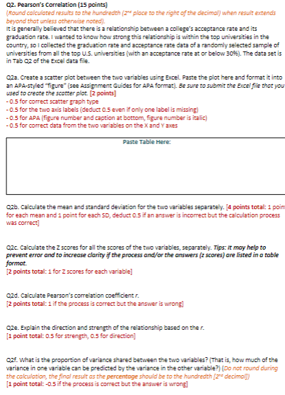 Solved Q2. Pearson's Correlation (15 points) [Round | Chegg.com