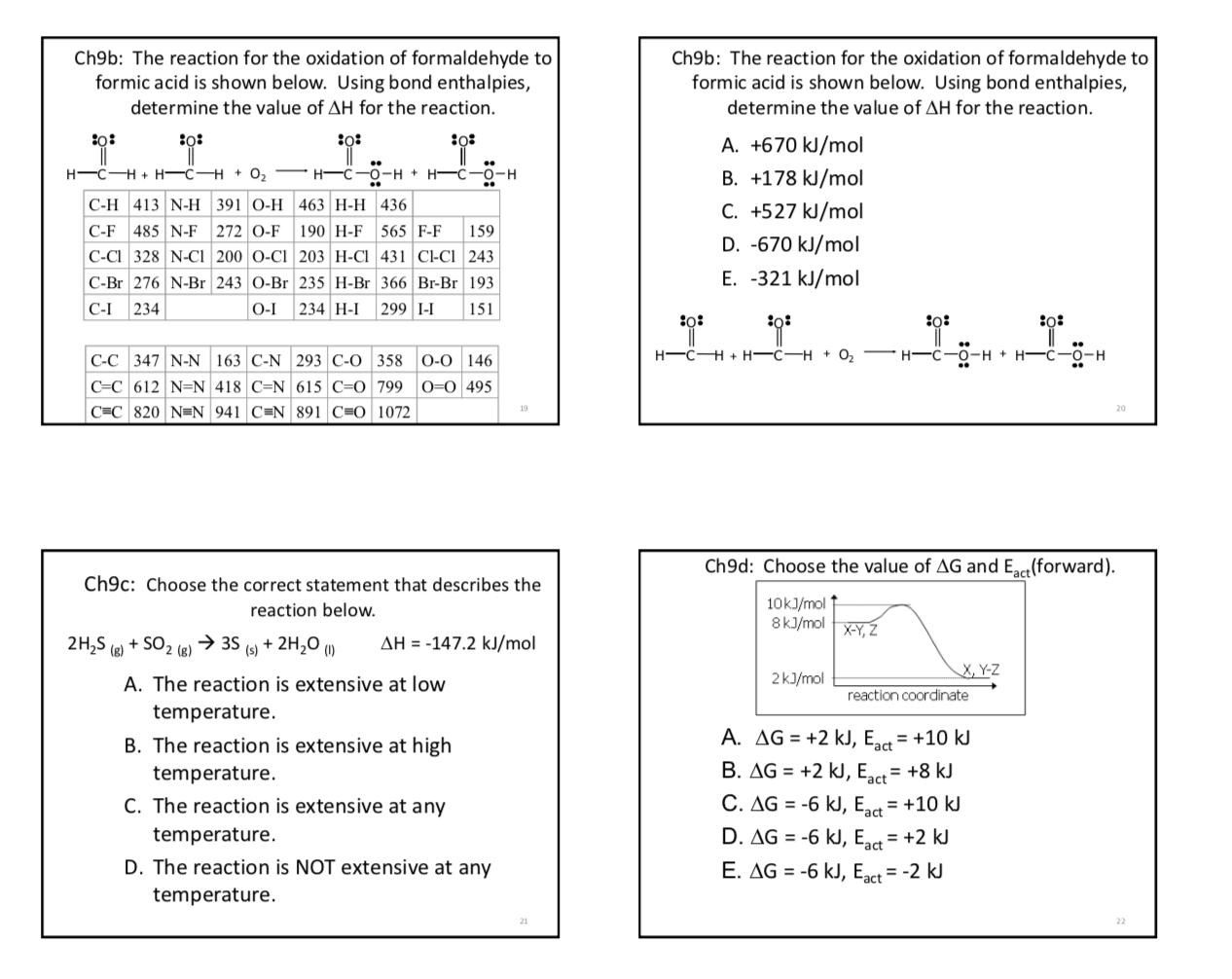 Solved Ch9b: The reaction for the oxidation of formaldehyde | Chegg.com