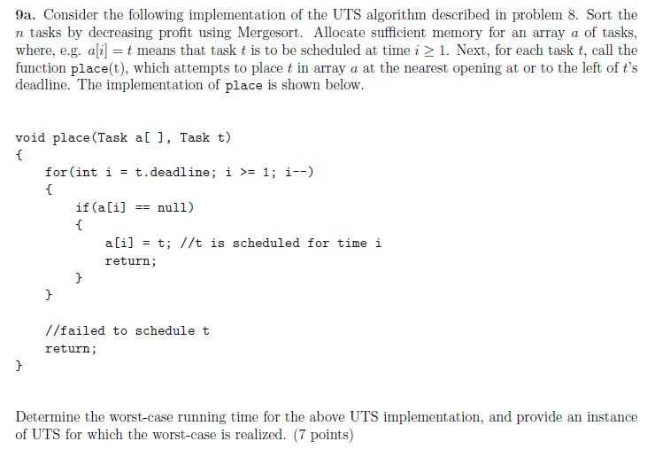 7. The input to the Unit Task Schduling (UTS) is a | Chegg.com