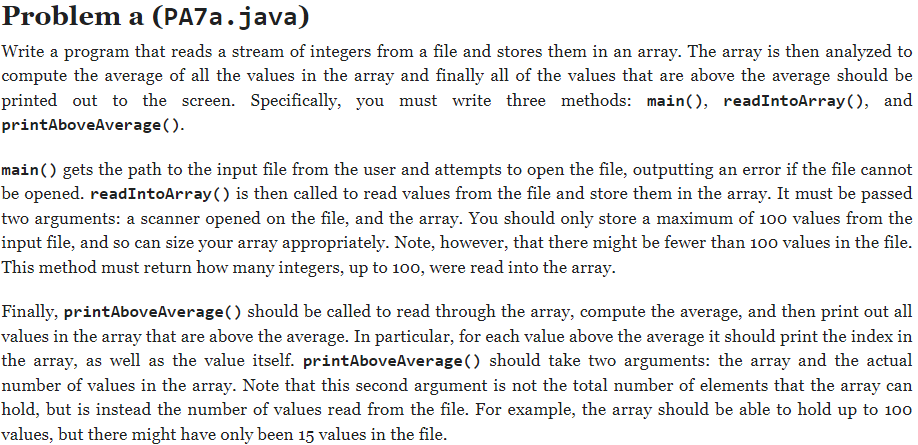 Solved IN JAVA AND READ DIRECTIONS!!!!! YOU MUST GET A FILE | Chegg.com