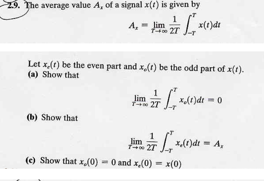 Solved 2.9. The average value Ax of a signal x(t) is given | Chegg.com