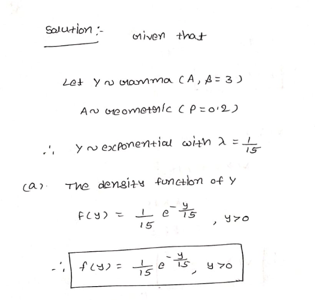 Solved Suppose Y is a Gamma random variable with parameters | Chegg.com