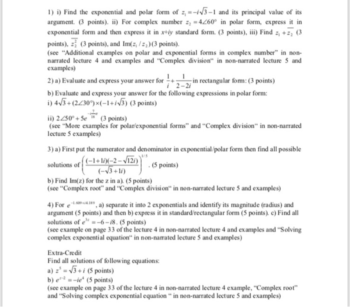 Solved 1 Find the exponential and polar form of 3-1 and its | Chegg.com