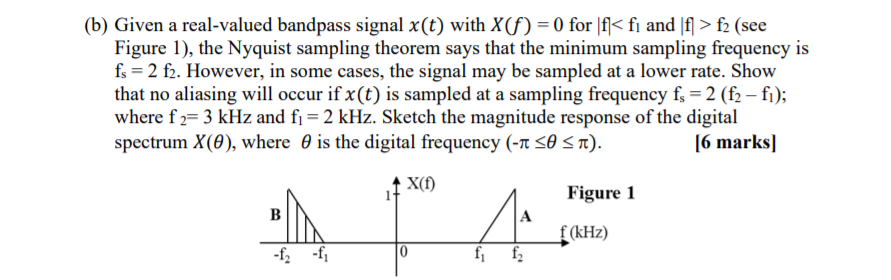 Solved (b) Given a real-valued bandpass signal x(t) with X | Chegg.com