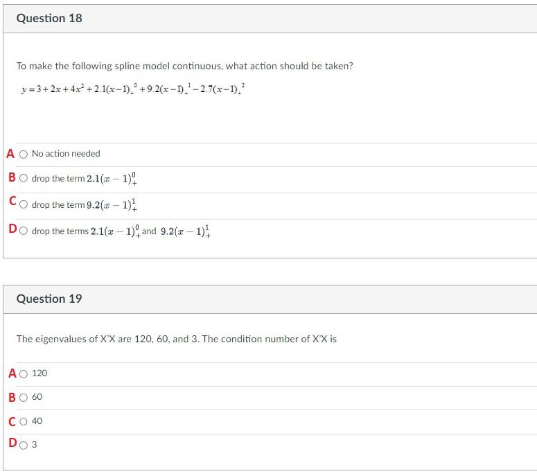 Solved To make the following spline model continuous, what | Chegg.com