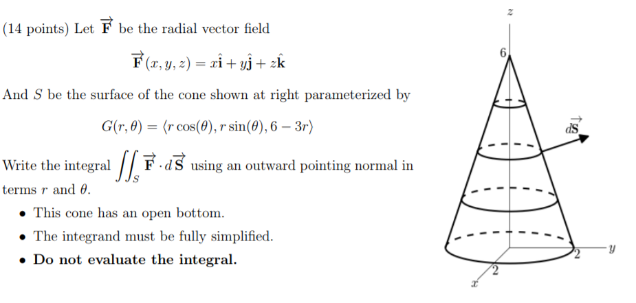 (14 points) Let F be the radial vector field And S be | Chegg.com