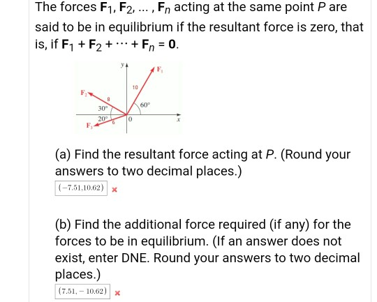 Solved The forces F1, F2, .. , Fn acting at the same point P | Chegg.com