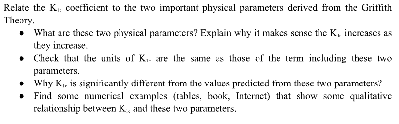 Solved Relate the K1c coefficient to the two important | Chegg.com